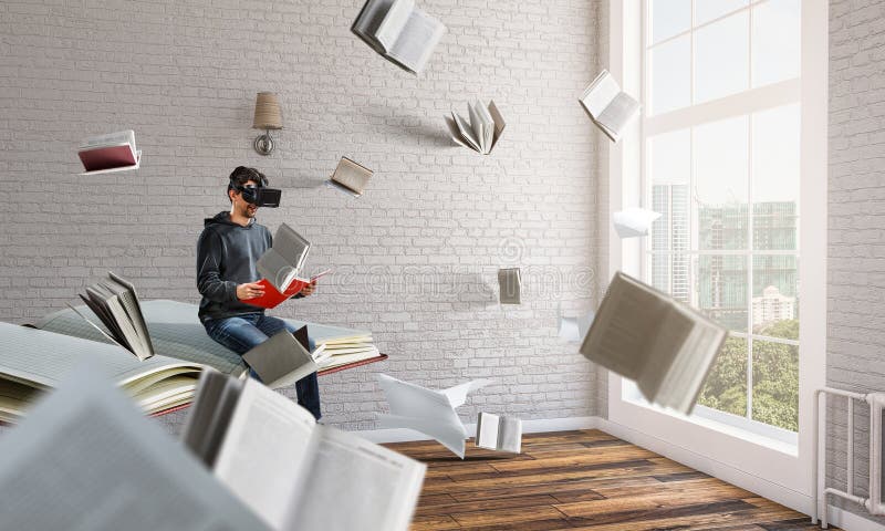 Virtual Reality Experience, Young Man in VR Glasses Stock Photo - Image ...