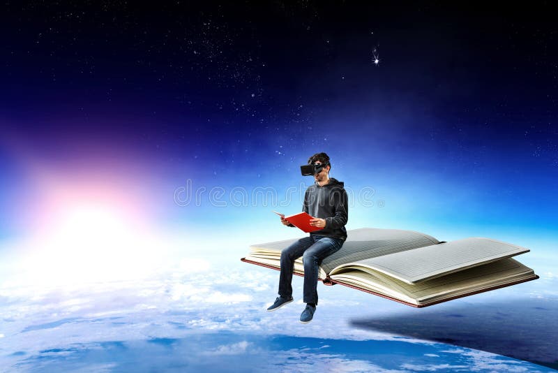 Virtual Reality Experience, Young Man in VR Glasses Stock Image - Image ...