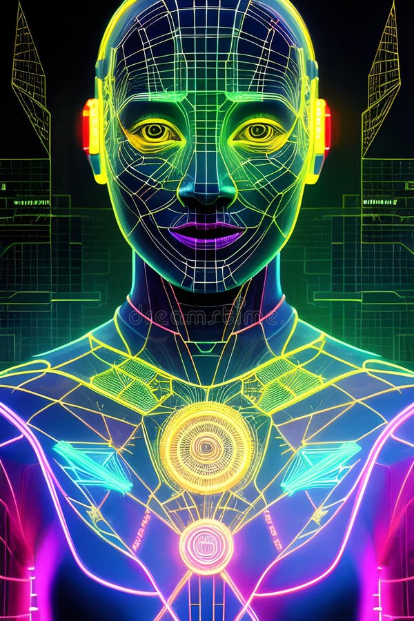 Virtual Reality Face 3D Illustration Stock Illustration - Illustration ...