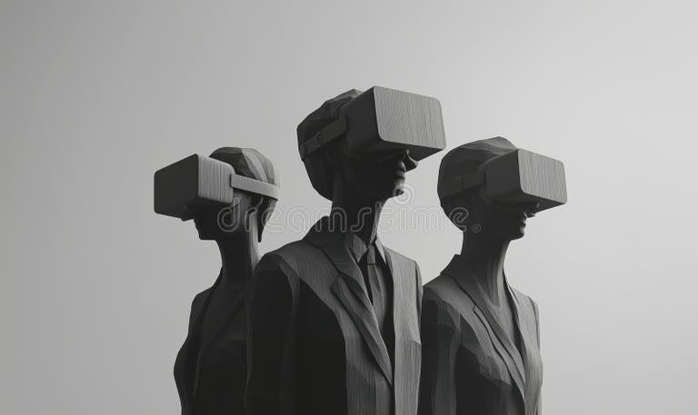 Virtual Reality Figures in Suits Showcasing Modern Technology and ...