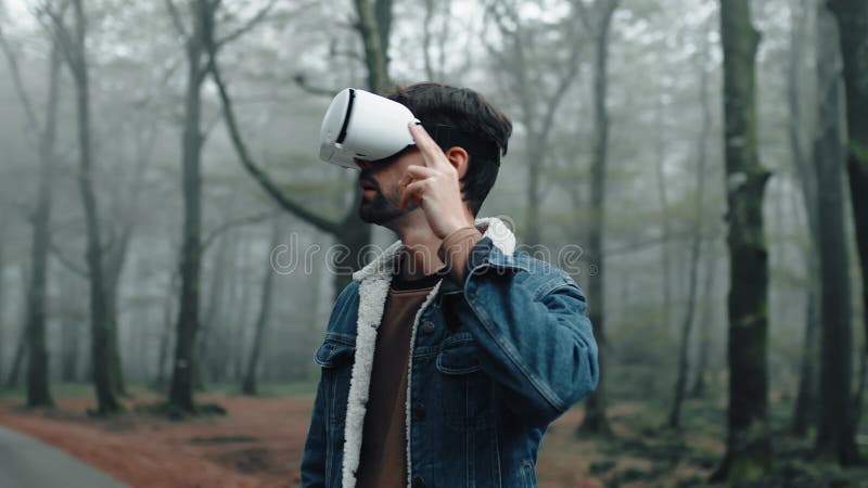 Virtual Reality into the Forest Stock Video - Video of future, hitech ...