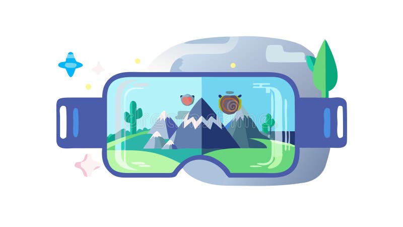Virtual Reality Forest. Nature Immersion in VR. Vector Design ...