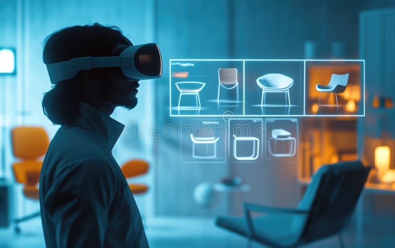 Virtual Reality Furniture Design Modern Interior Stock Photo - Image of ...
