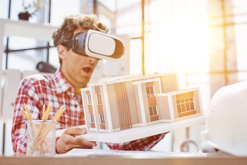 Virtual Reality Futuristic Design Technology. Architect or Design ...