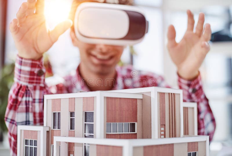 Virtual Reality Futuristic Design Technology. Architect or Design ...