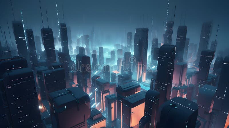 Virtual Reality Game Set in a Futuristic Cityscape Generative AI Stock ...