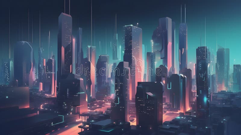 Virtual Reality Game Set in a Futuristic Cityscape One Generative AI ...