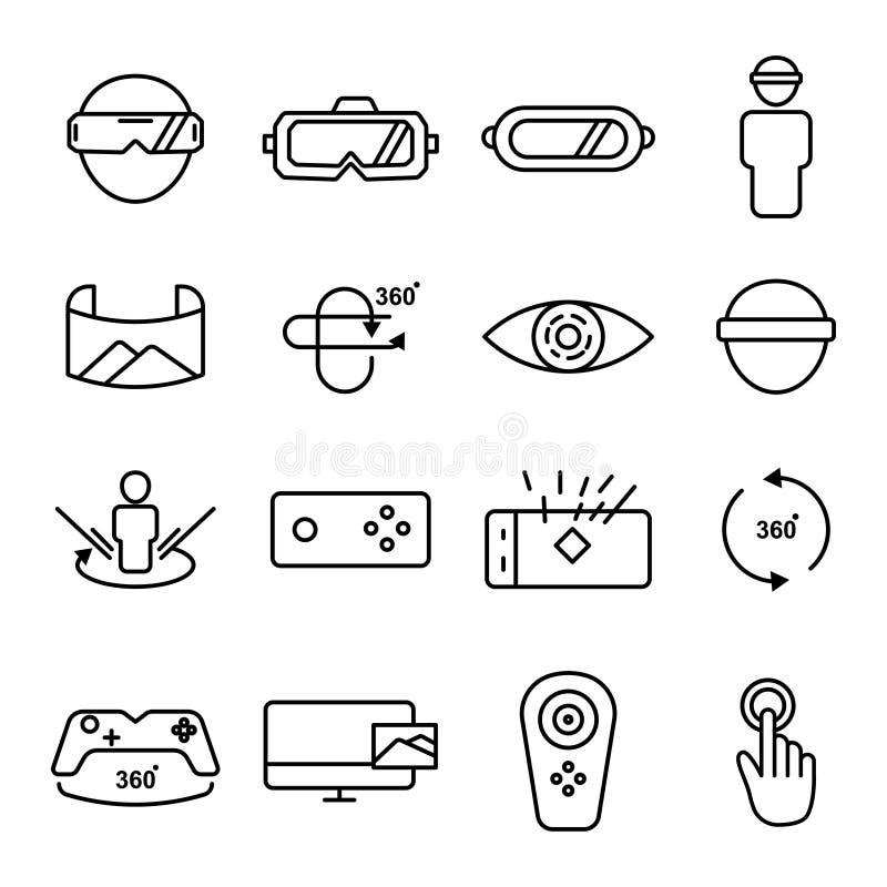 Virtual Reality Gaming Icon Set. Simple Illustration Mobile Concept App ...