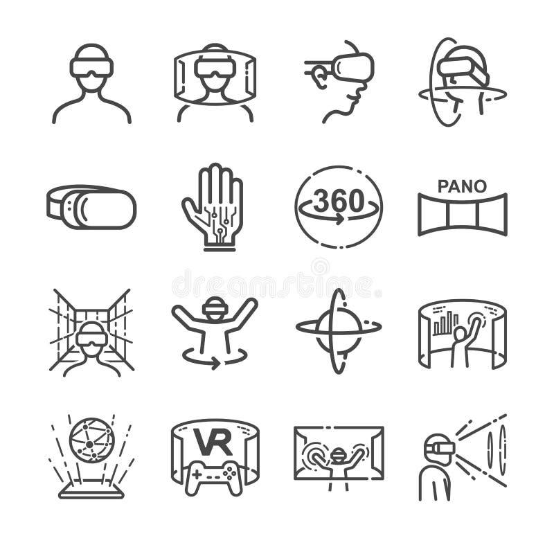 Virtual Reality Gaming Icons Stock Vector - Illustration of dimension ...