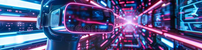 A Virtual Reality Gaming Setup with Futuristic Equipment and Neon ...