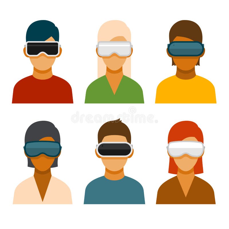 Virtual Reality Glass Avatar Set. Vector Stock Vector - Illustration of ...