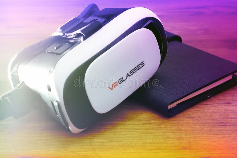Virtual Reality Glasses on a Multi-colored Bright Background. New ...