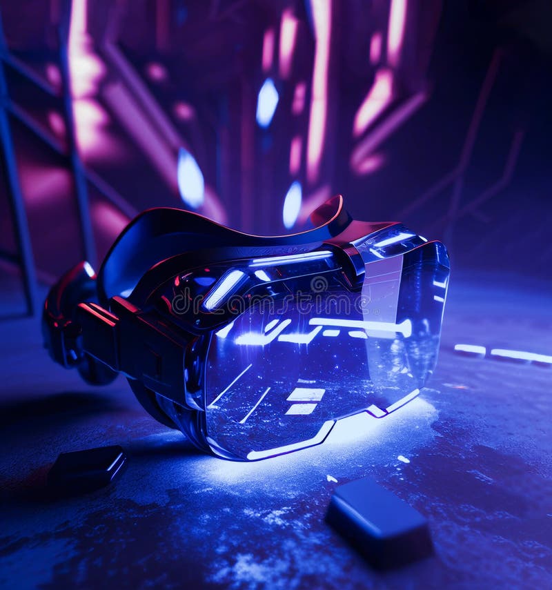 Virtual Reality Glasses with Neon Light with Space for Text. AI ...