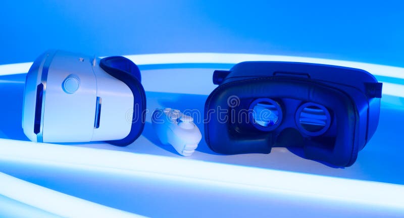 Virtual Reality Glasses and VR Controller Stock Image - Image of ...