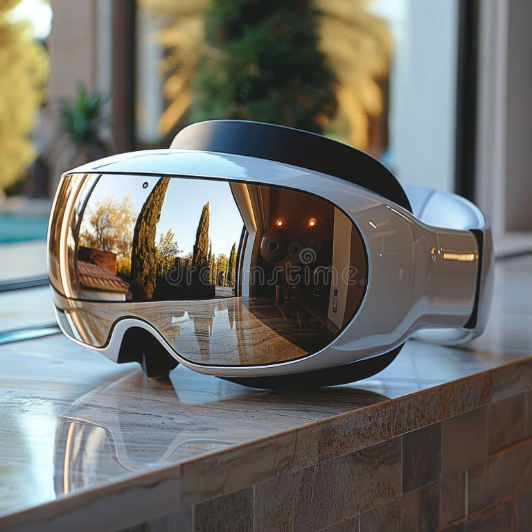 Virtual Reality Goggles on the Table. 3d Rendering. Virtual Reality ...