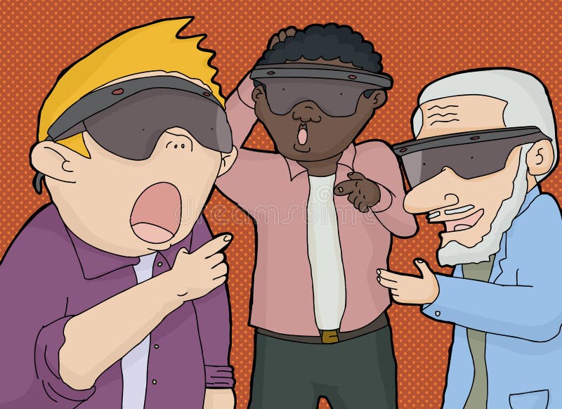 Virtual Reality Group stock illustration. Illustration of device - 51608075