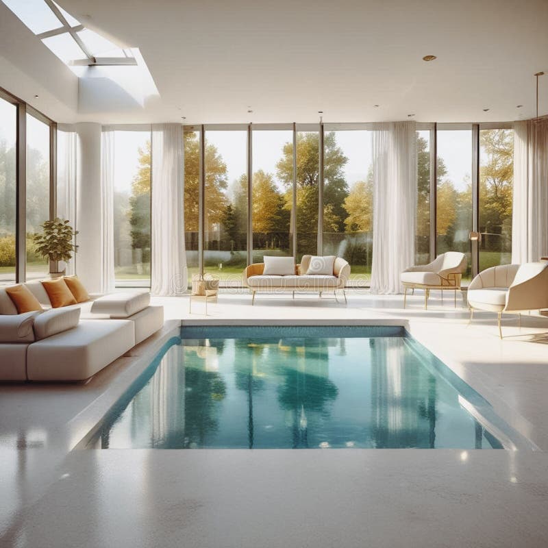 3D Rendering. Beautiful Interior of a Modern House in White and Gold ...