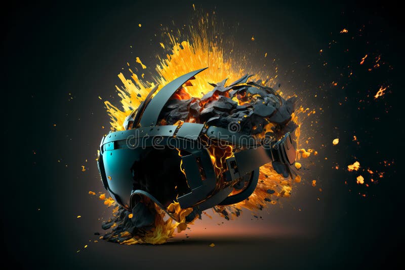 Virtual Reality Headset Burning and Exploding. Abstract Video Games and ...