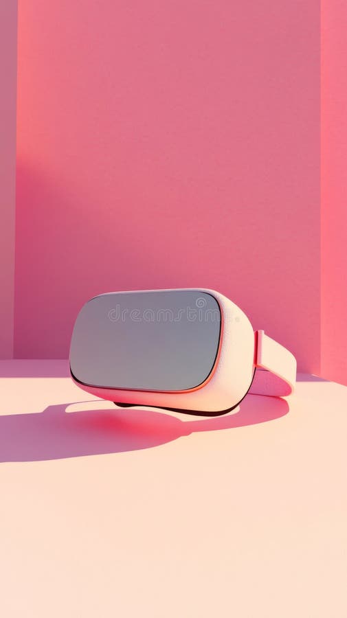 Virtual Reality Headset in Color Minimalist Room, Background Stock ...