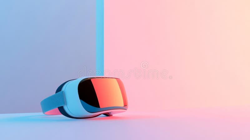 Virtual Reality Headset in Color Minimalist Room, Background Stock ...