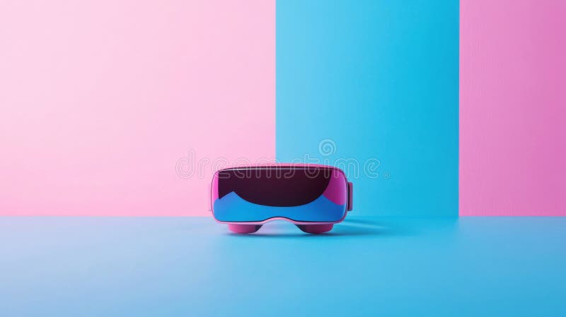 Virtual Reality Headset in Color Minimalist Room, Background Stock ...