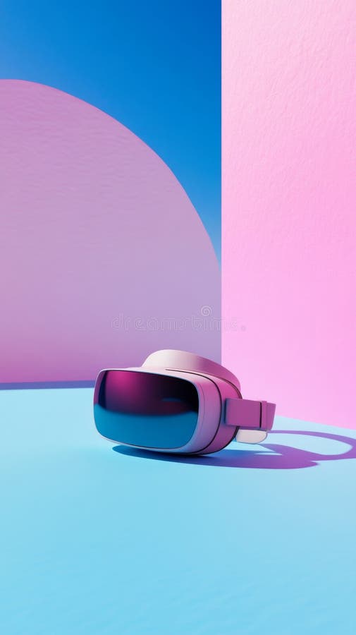 Virtual Reality Headset in Color Minimalist Room, Background Stock ...