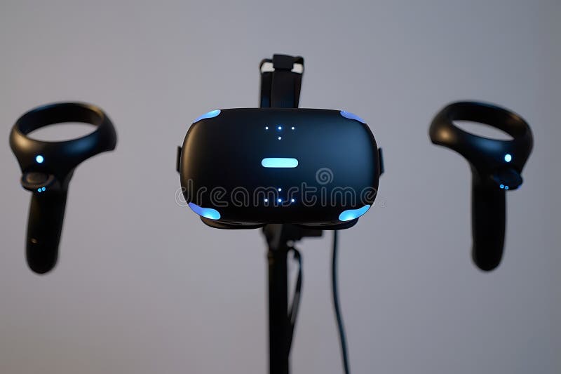 Virtual Reality Headset and Controllers on Display Stock Illustration ...