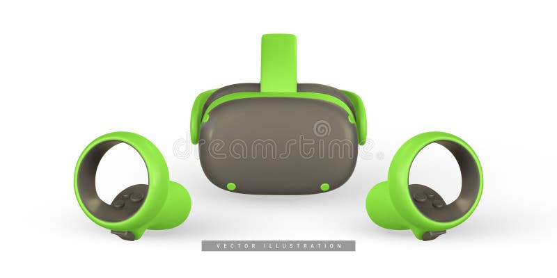 Virtual Reality Headset and Controllers for Gaming. 3d VR Glasses ...