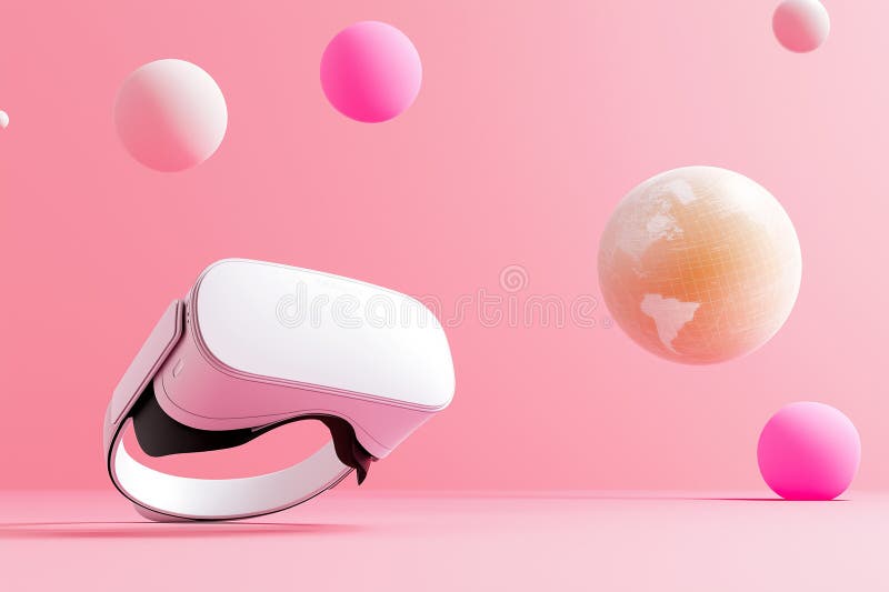 Virtual Reality Headset Floating in Captivating Pink Background with ...