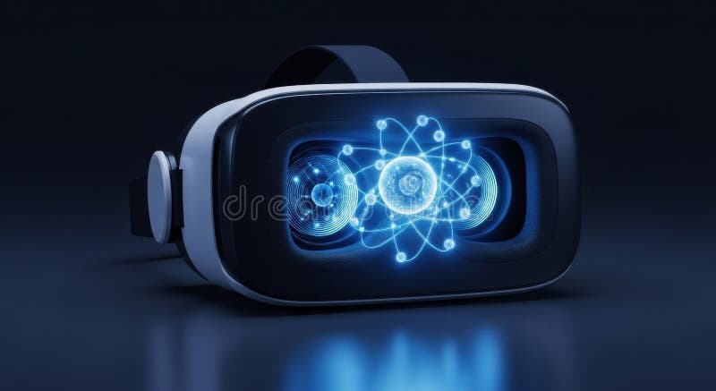 Vr Headset Displaying a Complex Atom Structure Stock Illustration ...