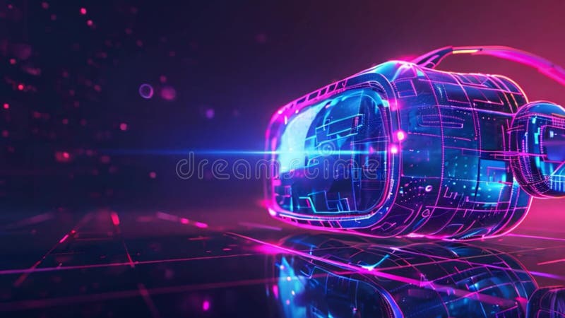 Futuristic Virtual Reality Headset with Neon Glow Stock Video - Video ...