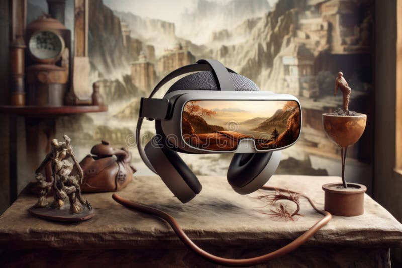 Virtual Reality Headset with Immersive Environment Stock Image - Image ...