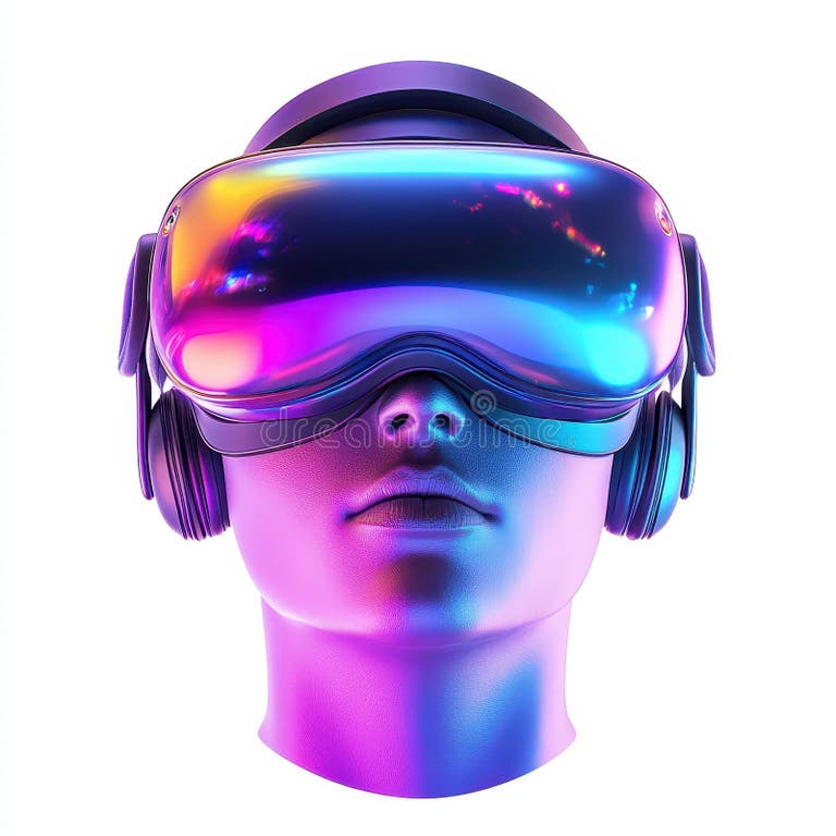 Virtual Reality Headset Immersive Experience Neon Colors Metaverse ...