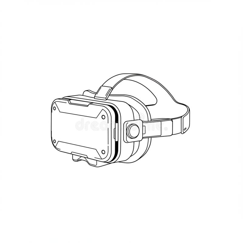 Virtual Reality Headset Line Drawing Featuring a Rectangular Front ...