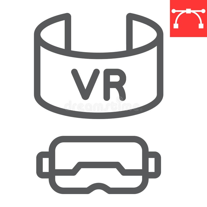 Virtual Reality Headset Line Icon, Video Games and Vr Glasses, Vr ...
