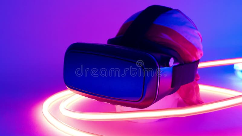 Vr Virtual Reality Goggles Futuristic Home Relaxation Stock Video