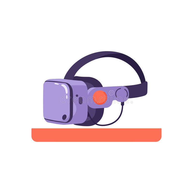Virtual Reality Headset with Orange Button and Purple Design Vector ...