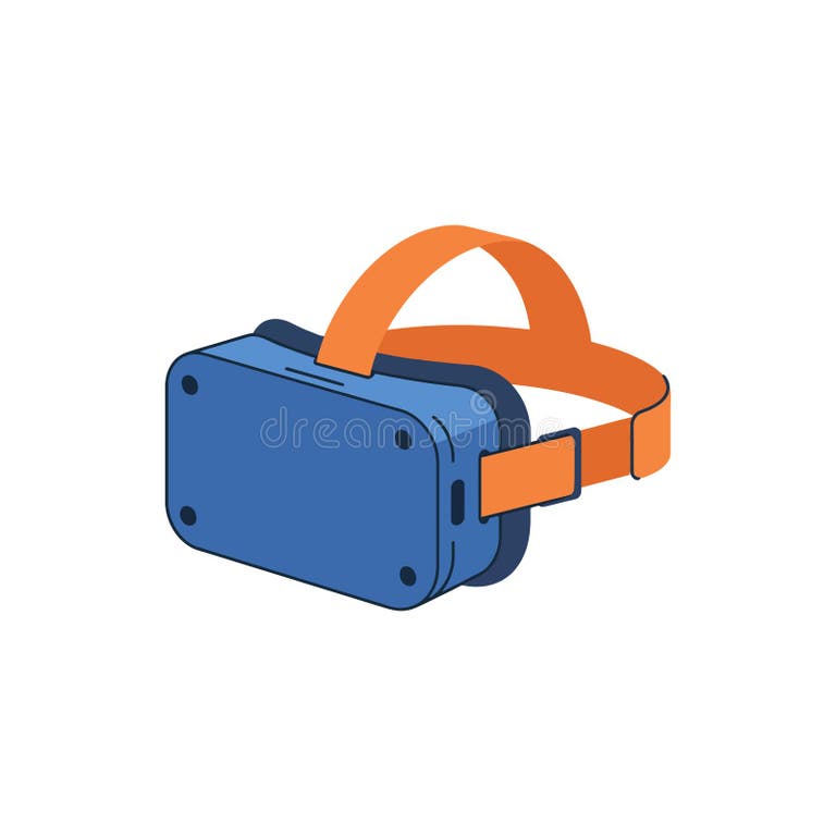 Virtual Reality Headset with Orange Strap Technology and Digital ...