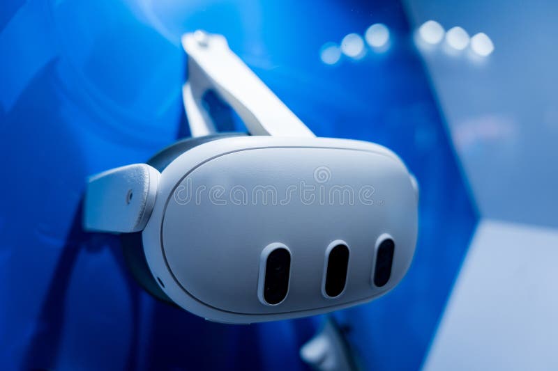 Virtual Reality Headset Seen on Display. Concept of Modern Immersive ...