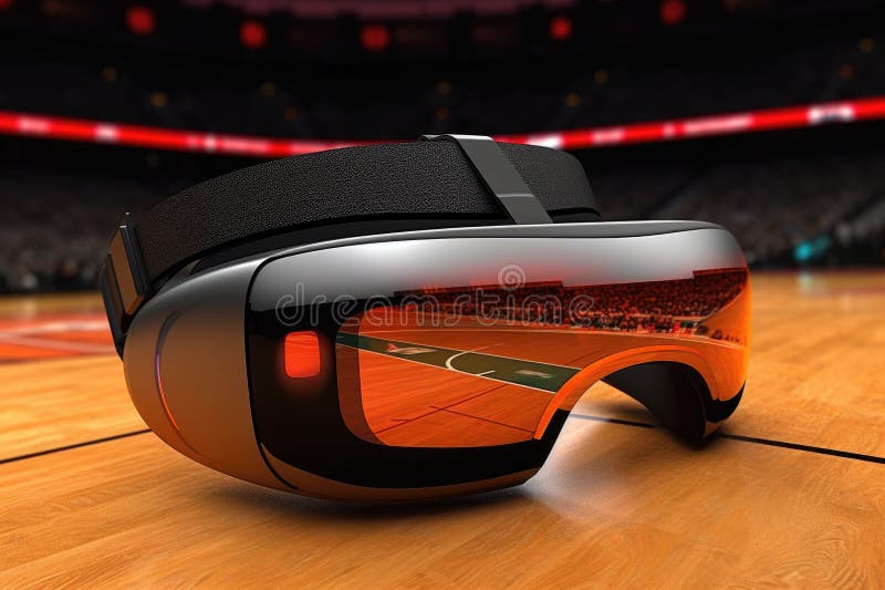 Virtual Reality Headset with Sports Game Interface Stock Photo - Image ...