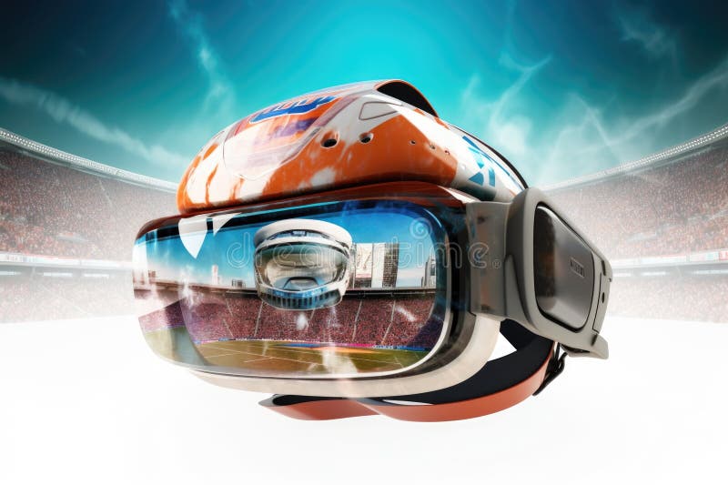 Virtual Reality Headset with Sports Game Interface Stock Illustration ...
