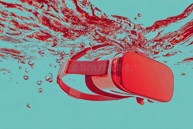 Virtual Reality Headset Submerged in Vibrant Water, Creating an ...