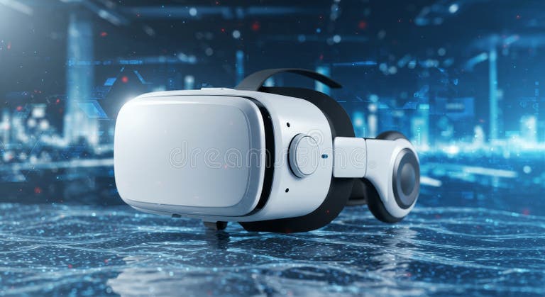 Virtual Reality Headset on Surface Immersive Technology Futuristic ...