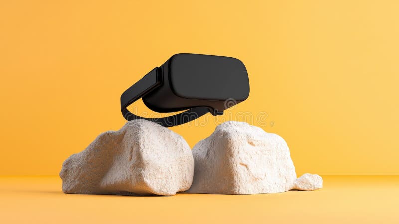 Virtual Reality Headset on Textured Rocks Stock Illustration ...