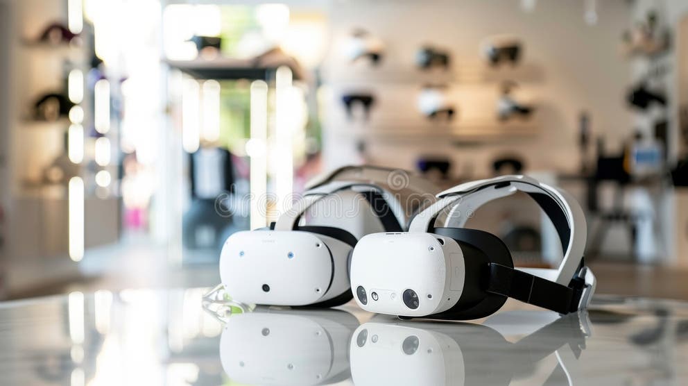 Virtual Reality Headsets Display in a Modern Store, Generative AI Stock ...