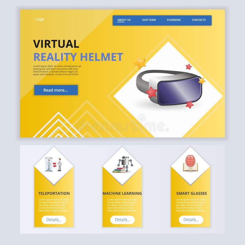 Virtual Reality Helmet Flat Landing Page Website Template ...