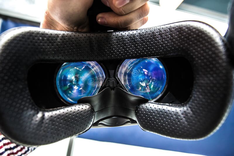 Virtual Reality Helmet. Inside View of Optical Lenses Stock Photo ...
