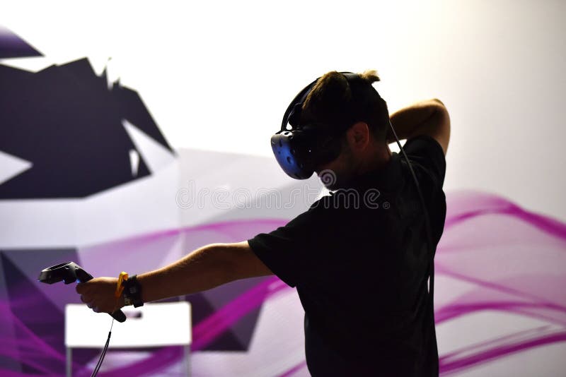 Virtual Reality HTC Vive Headset and Hand Controls Editorial Photo ...