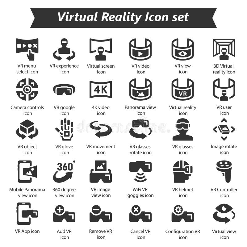 Virtual Reality Icon Set stock vector. Illustration of graphics - 298614838