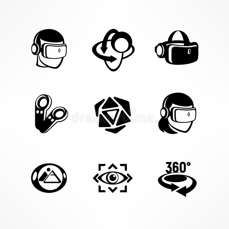 Virtual reality icon set stock vector. Illustration of circle - 104263737